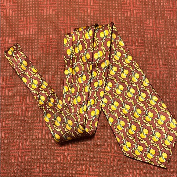 Fendi | Accessories | Fendi Red And Gold Patterned Tie | Poshmark